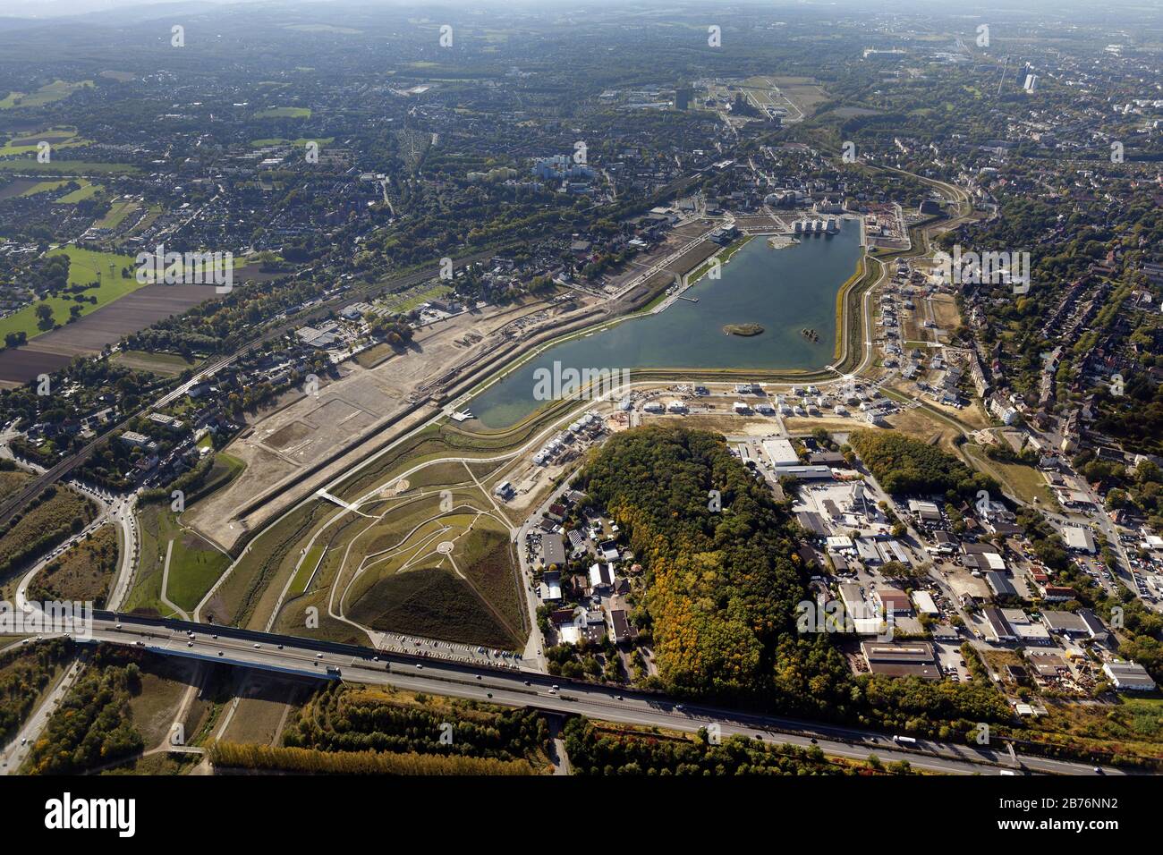 , Lake Phoenix, Phoenixsee, in Dortmund, artificial lake on the area of ...