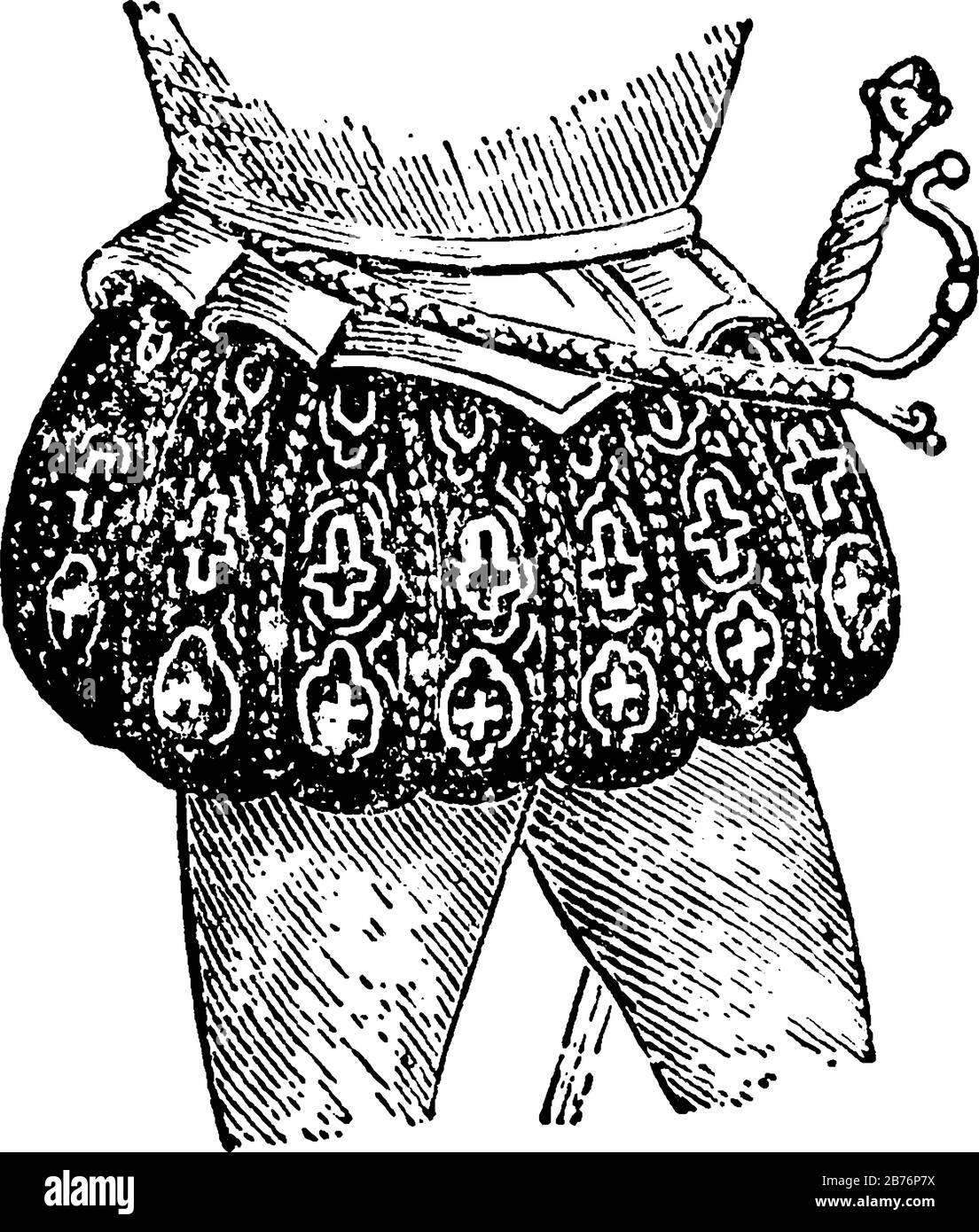 Trunk-hose is a unique dress, vintage line drawing or engraving ...