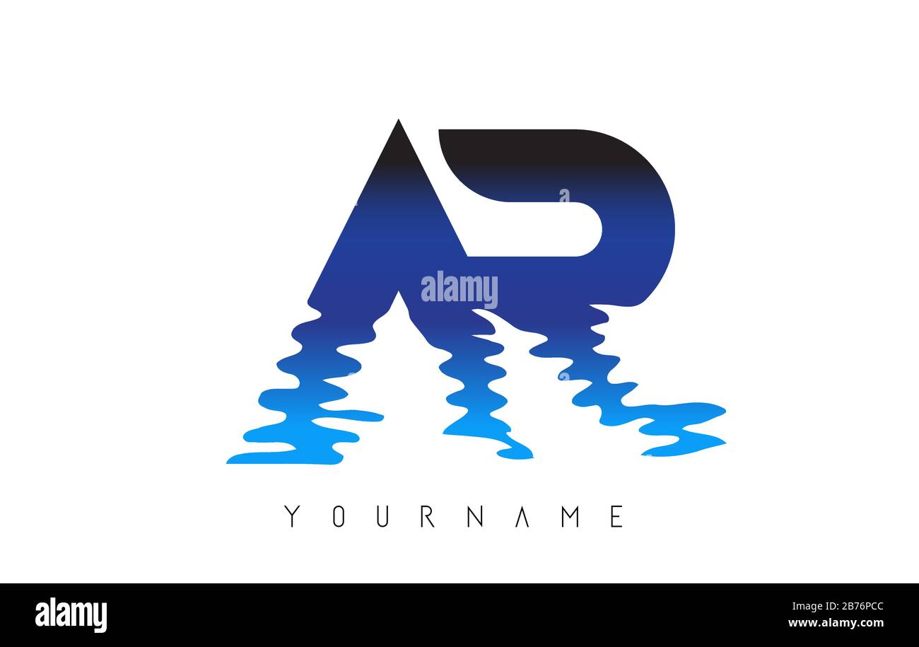 AR A R Letter Logo Design with Water Effect and Deep Blue Gradient ...
