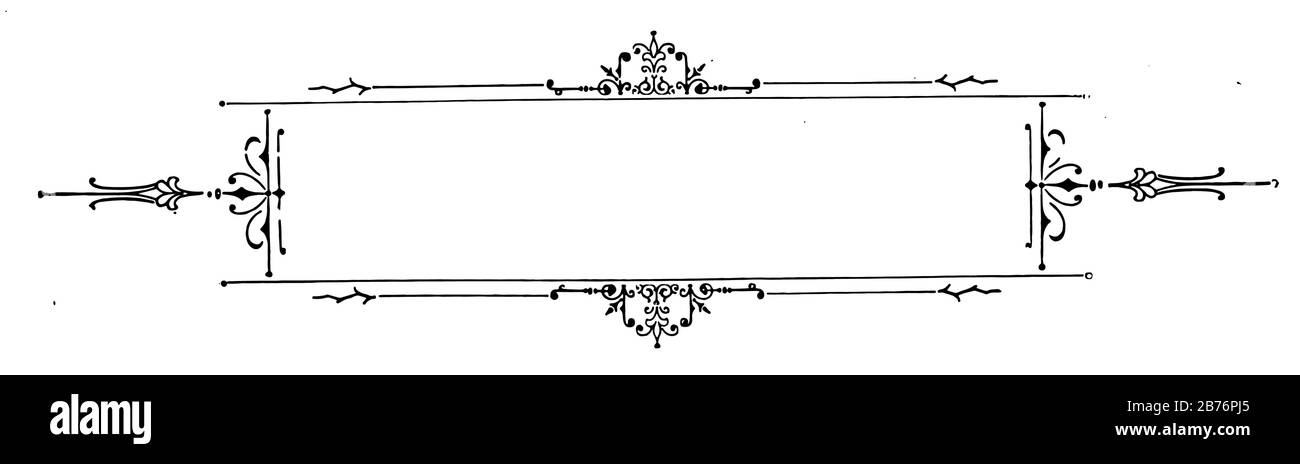Filigree banner have a traditional border, vintage line drawing or ...