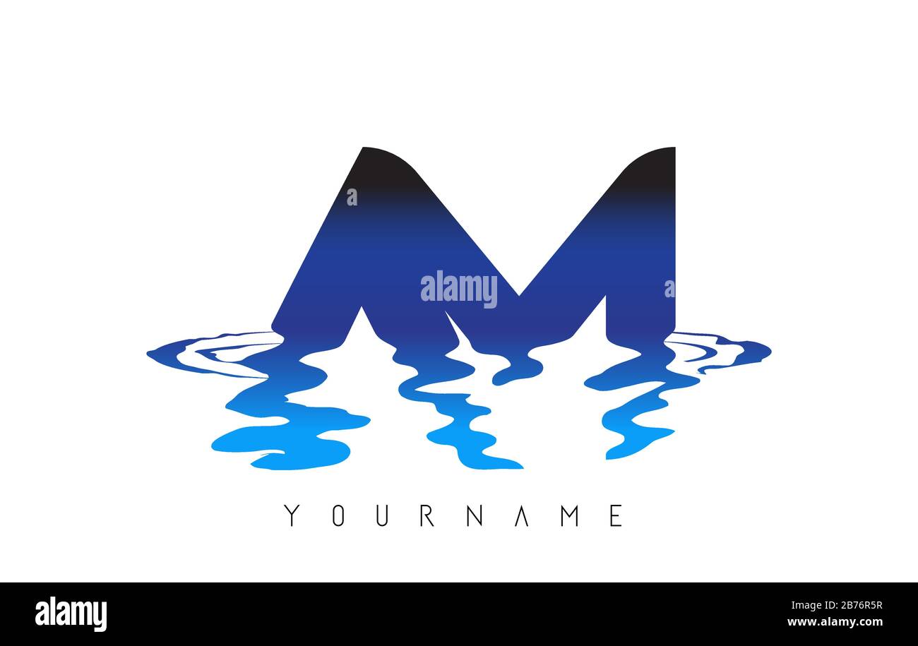 AM A M Letter Logo Design with Water Effect and Deep Blue Gradient ...