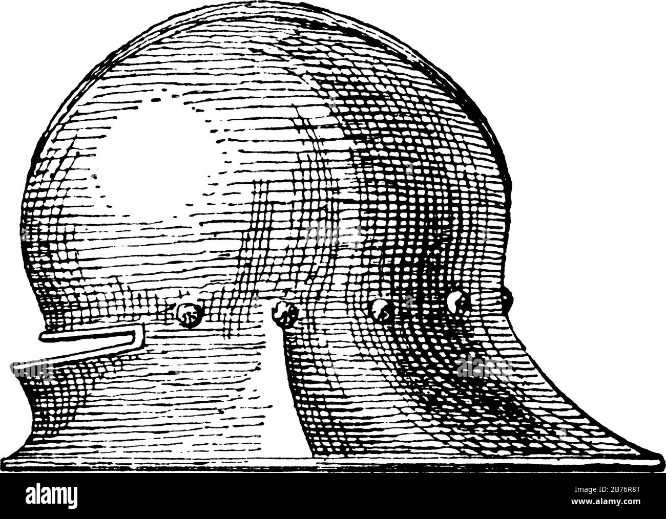 Sallet is a horsemen's helmet viewed from the side, vintage line ...