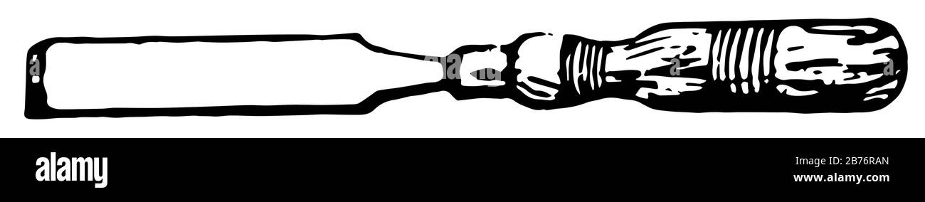 This illustration represents Chisel which is used for cutting, vintage ...