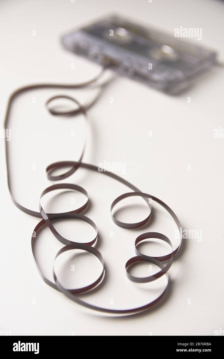 Transparent Cassette with Loose Tape Closeup on White Background Stock ...