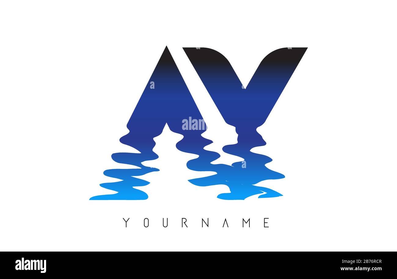 AY A Y Letter Logo Design with Water Effect and Deep Blue Gradient ...