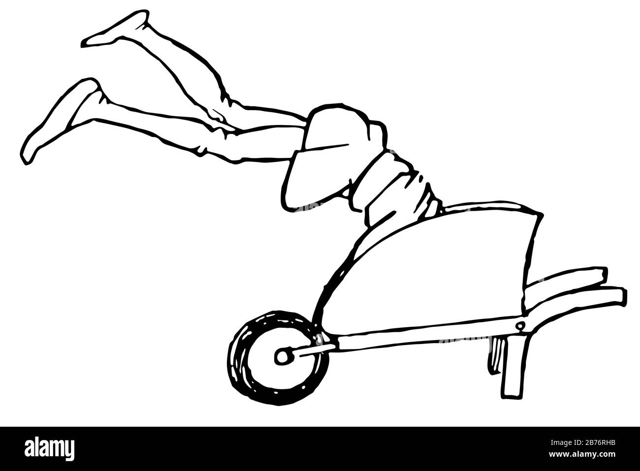 Legs, this picture shows a man jumped into a wheelbarrow with legs up ...