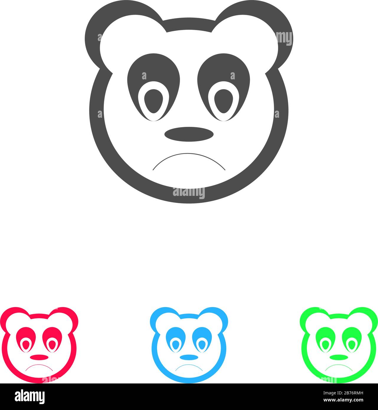 Sad panda icon flat. Color pictogram on white background. Vector ...