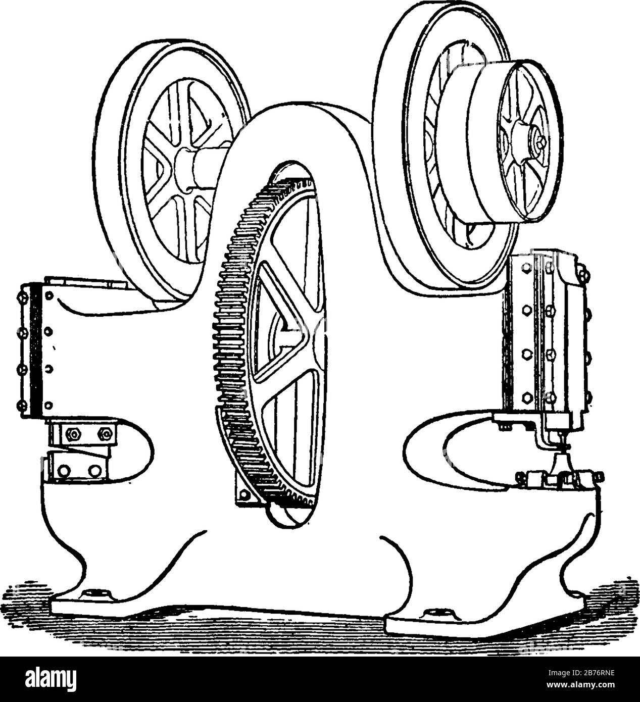 This illustration represents function of Shearing Machine, vintage line ...