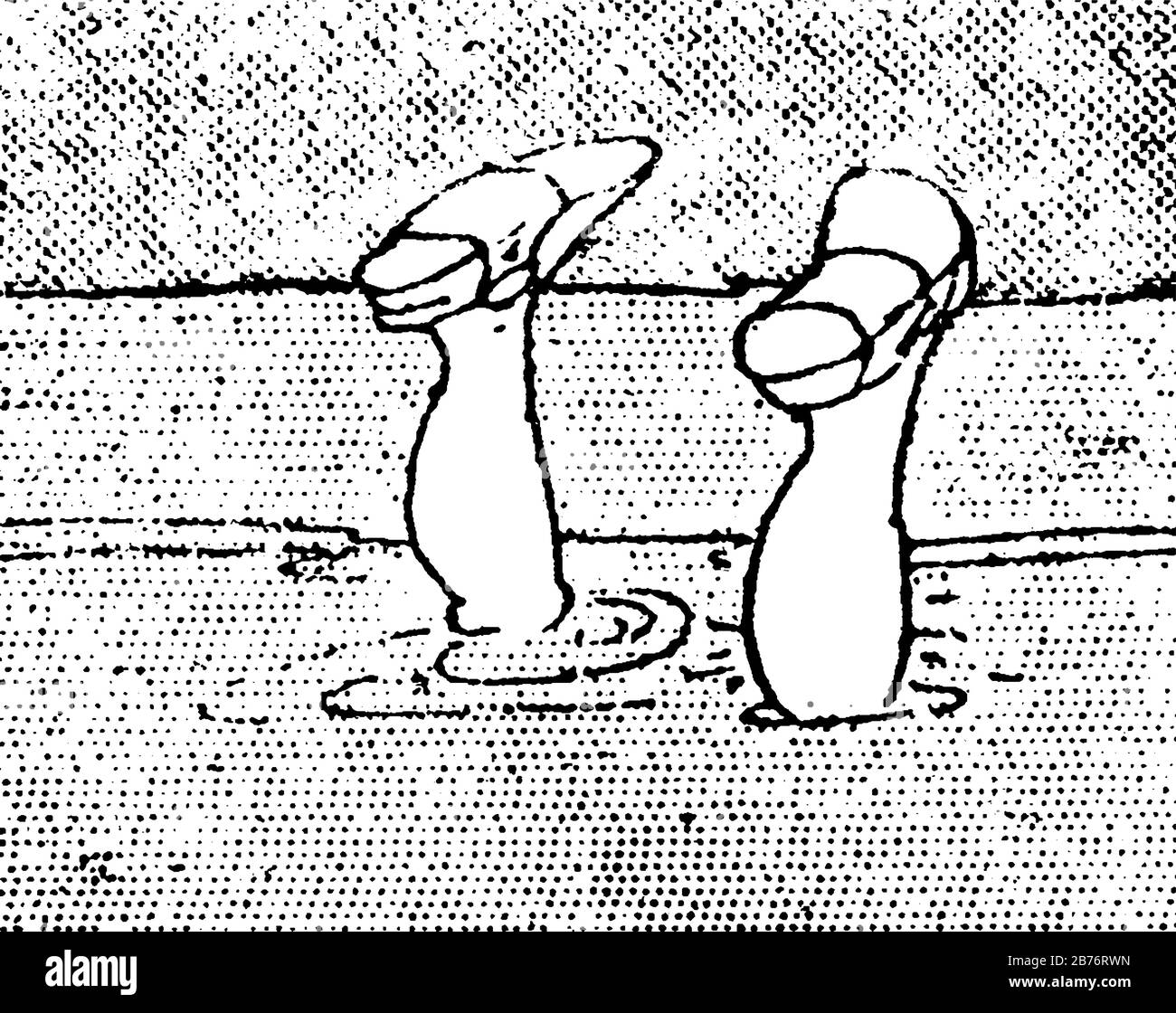 A child sinking in the water, legs above the water, vintage line ...