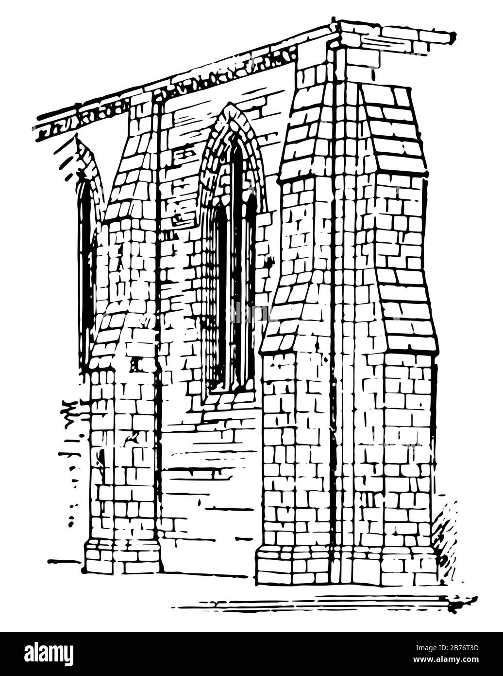 Buttress is a mass of masonry, great, height, sustaining, pressure ...
