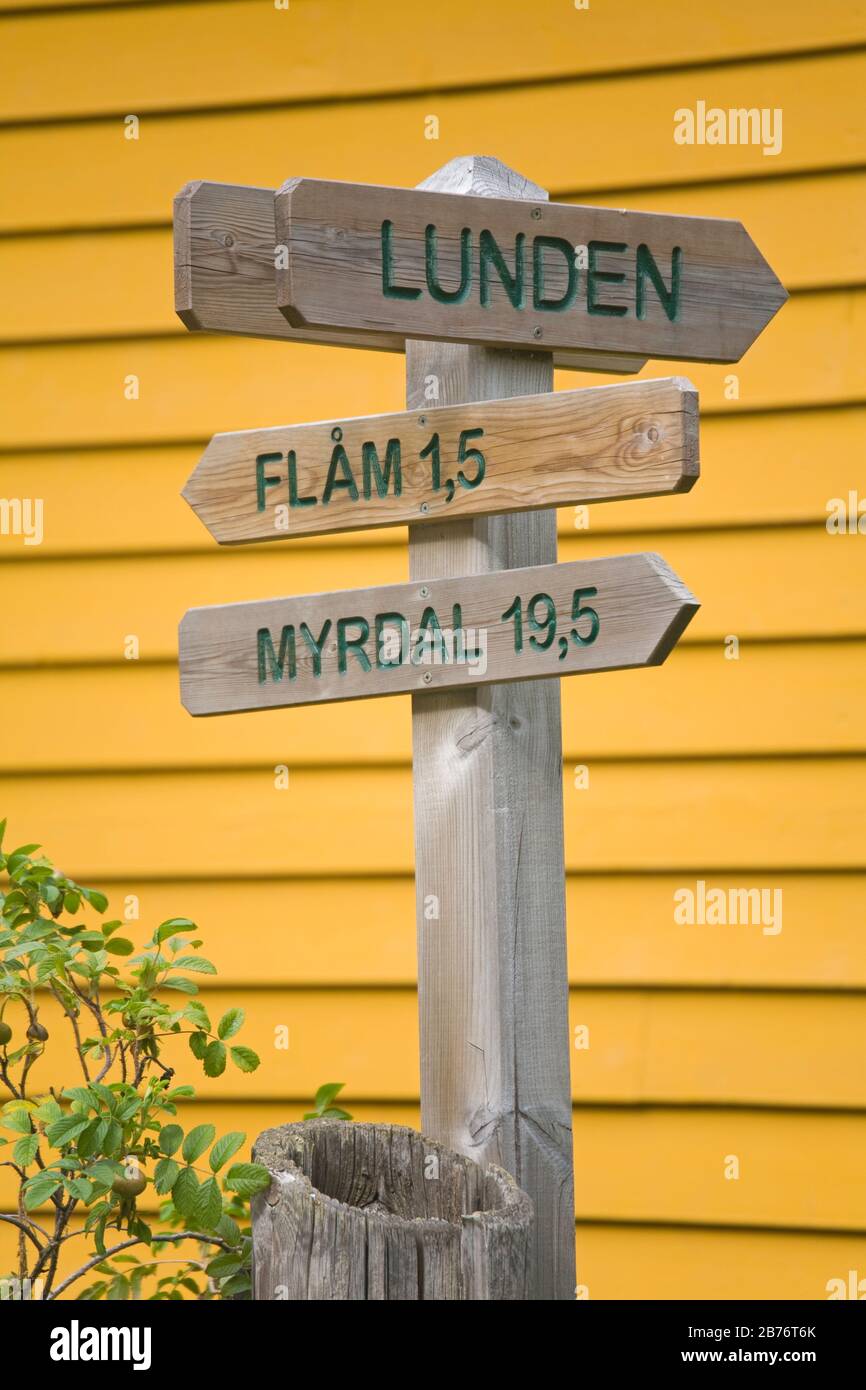 Road Signs, Flam Village, Sognefjorden, Western Fjords, Norway ...