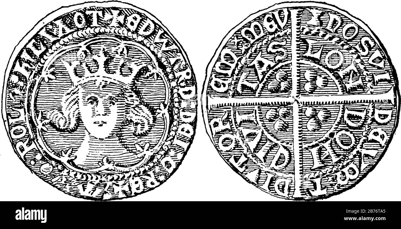 The obverse and reverse sides of a silver groat during the reign of ...