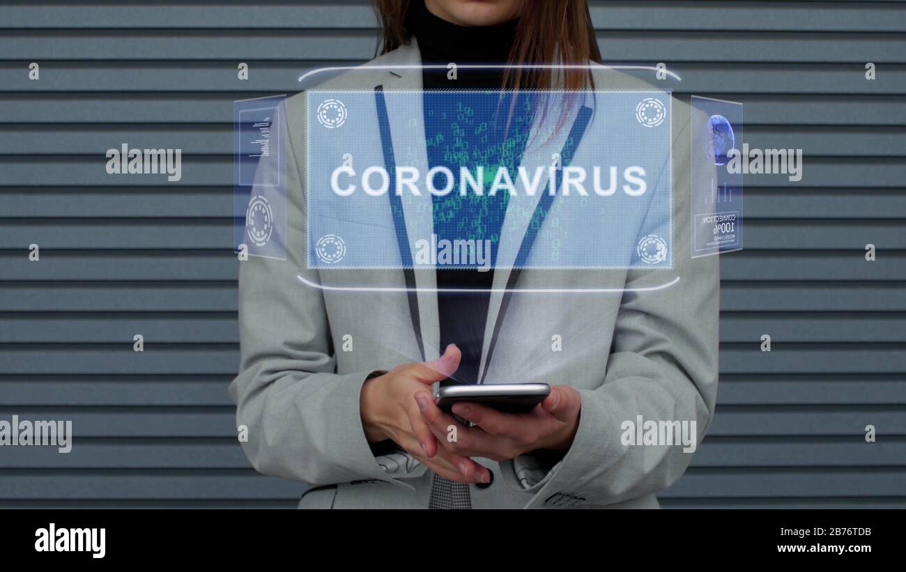 Business woman interacts hud hologram hi-res stock photography and ...