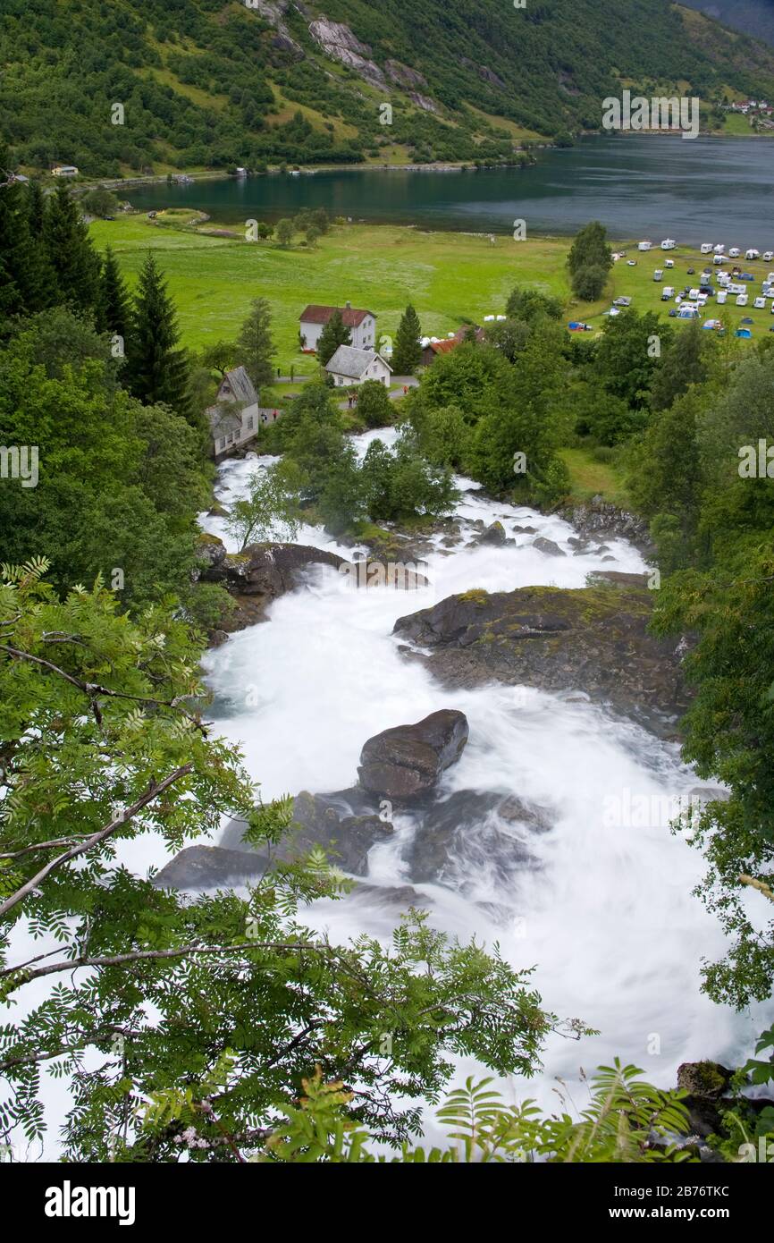 Waterfall in Geiranger Valley, Geirangerfjord, Northern Fjord Region ...