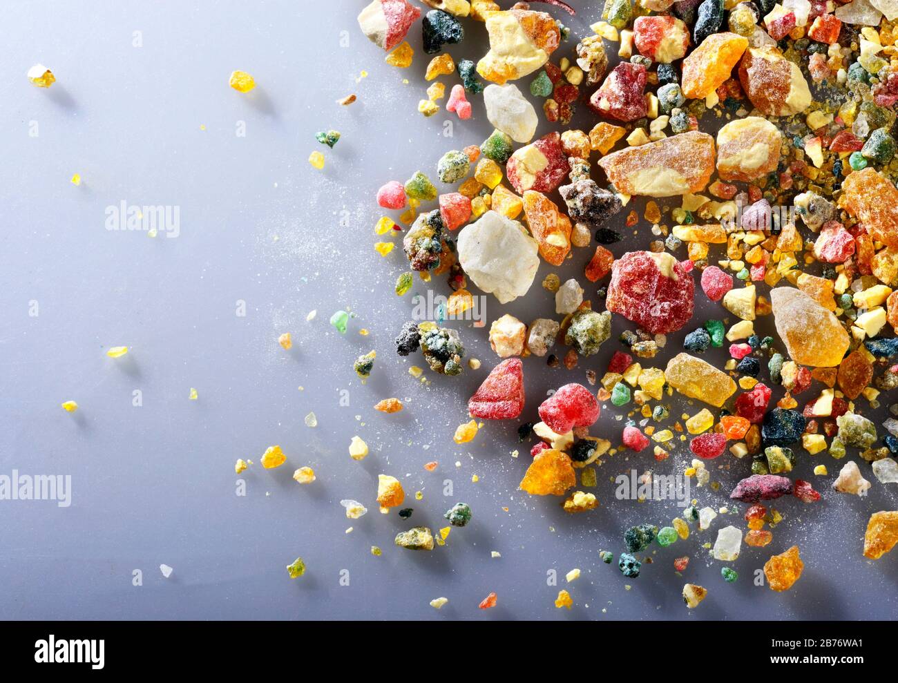 Coloured frankincense. This aromatic resin is tapped from the Boswellia ...