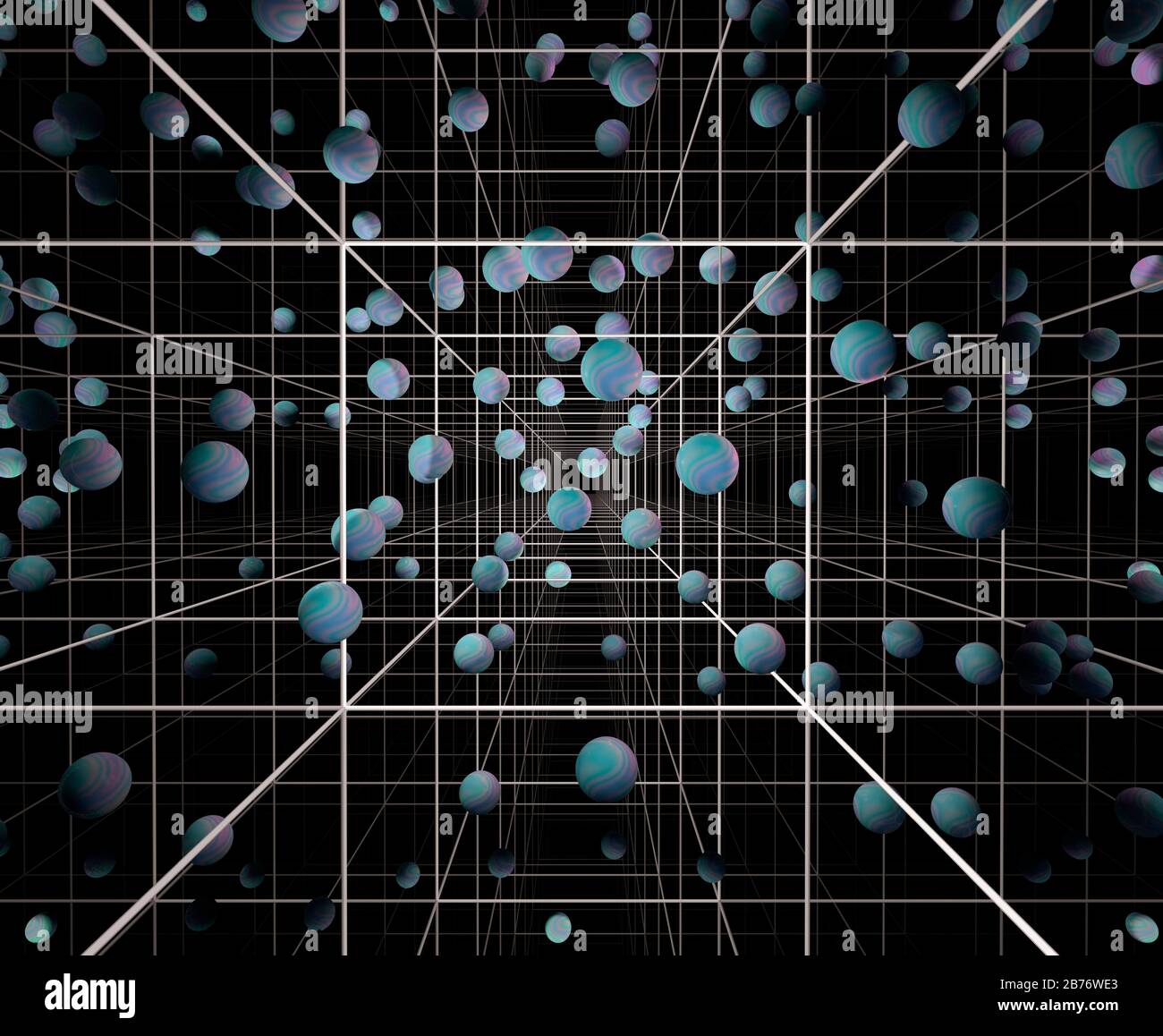 Digitally generated image of spheres and grid structure Stock Photo - Alamy