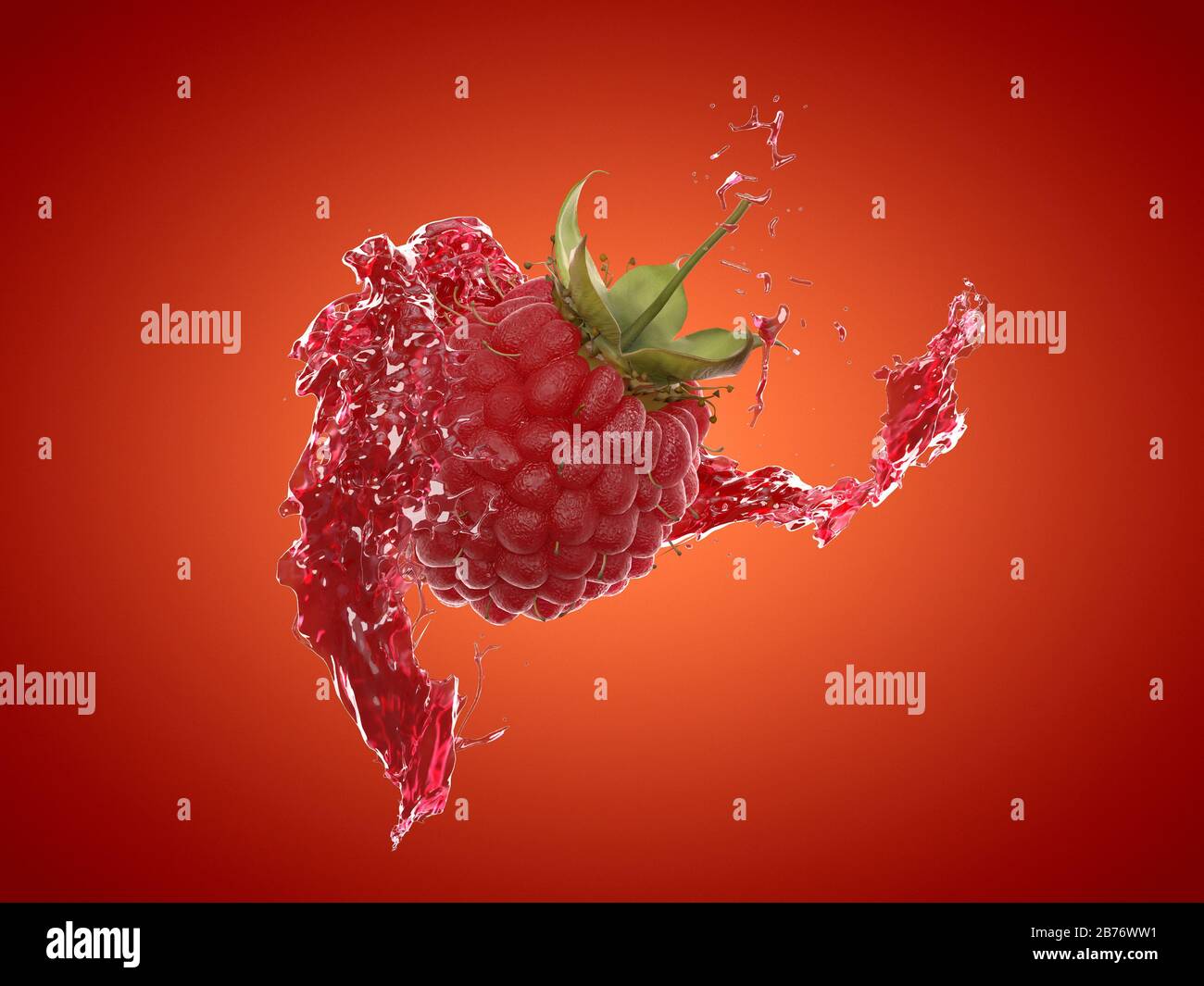 Raspberry splash, computer illustration Stock Photo - Alamy