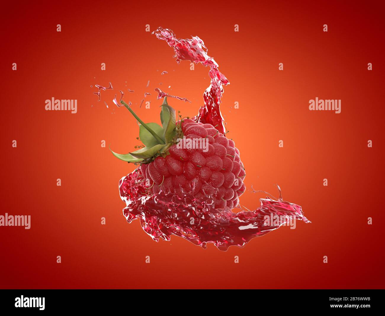 Raspberry splash, computer illustration Stock Photo - Alamy
