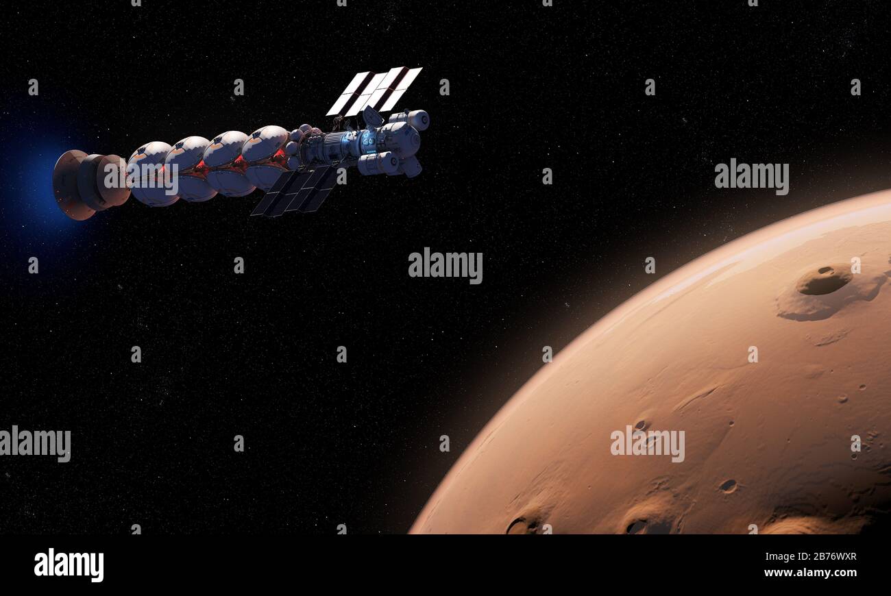 Spaceship traveling to Mars, computer illustration Stock Photo - Alamy