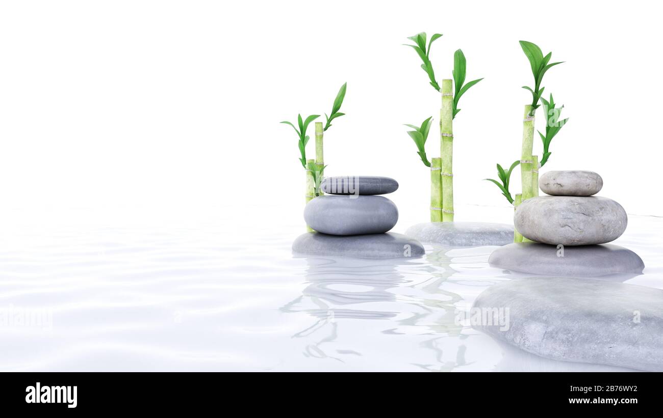 Stones and bamboo, computer illustration Stock Photo - Alamy