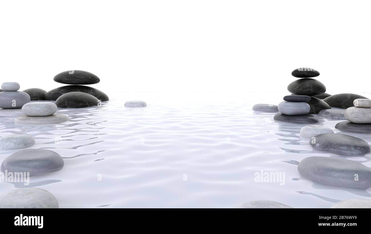 Stone stacks, computer illustration Stock Photo - Alamy