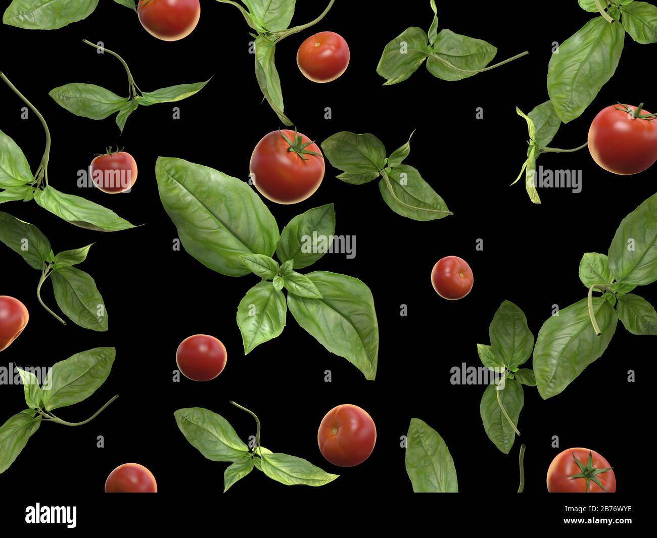 Tomatoes and basil, computer illustration Stock Photo - Alamy