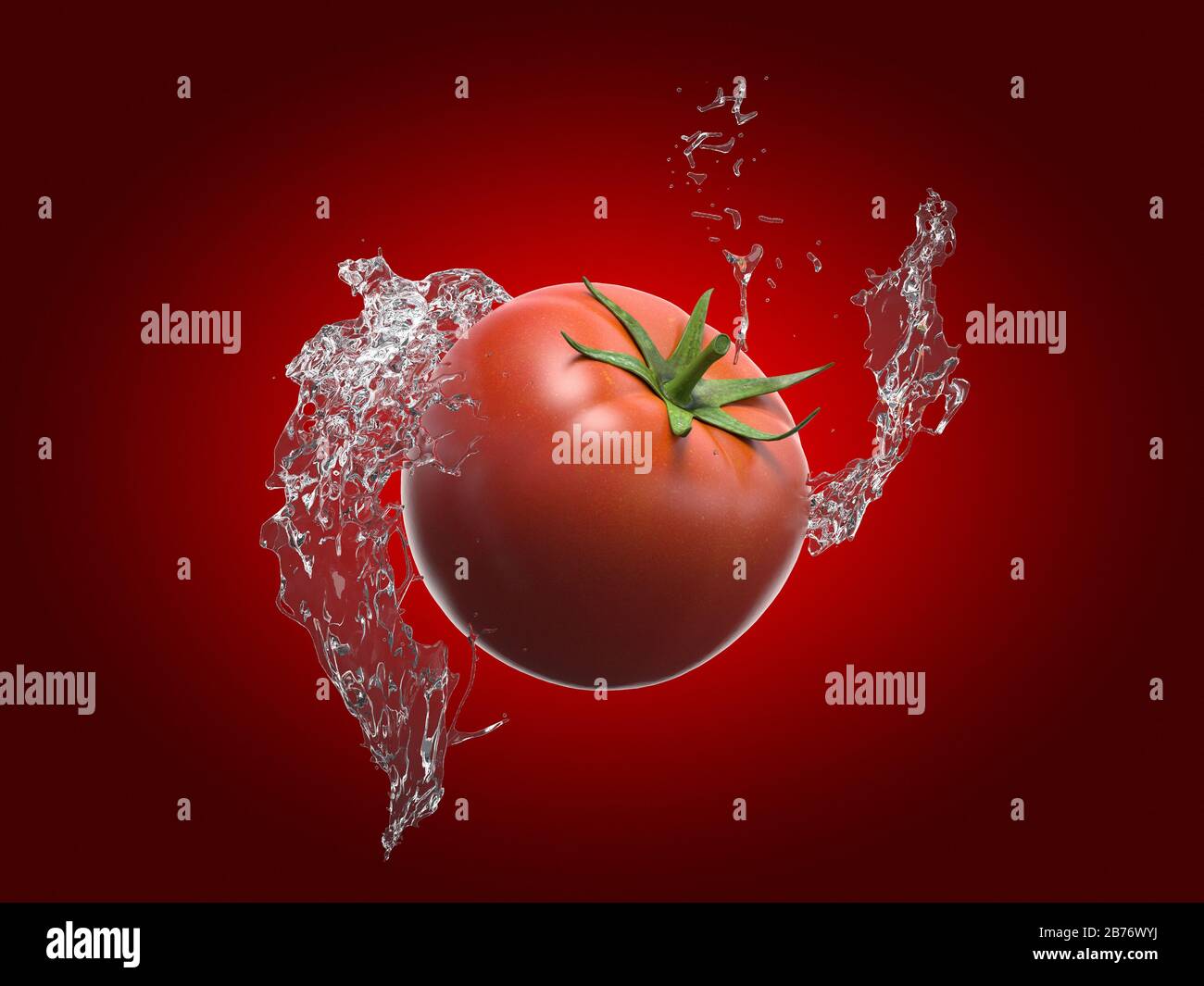 Tomato and water splash, computer illustration Stock Photo - Alamy
