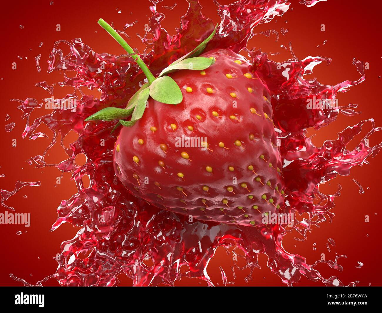 Strawberry splash, computer illustration Stock Photo - Alamy