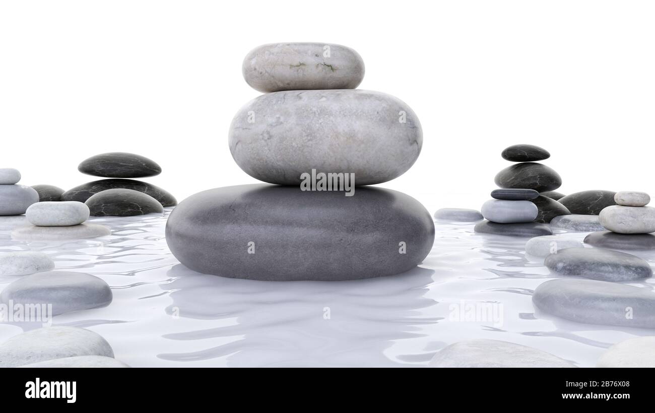 Stone stacks, computer illustration Stock Photo - Alamy
