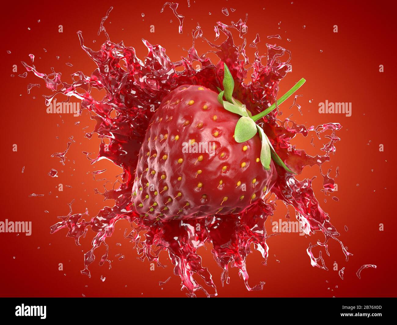 Strawberry splash, computer illustration Stock Photo - Alamy