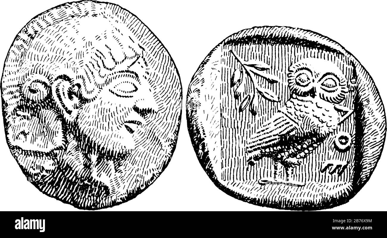 The obverse and reverse sides of one of the earliest coins. Showing ...