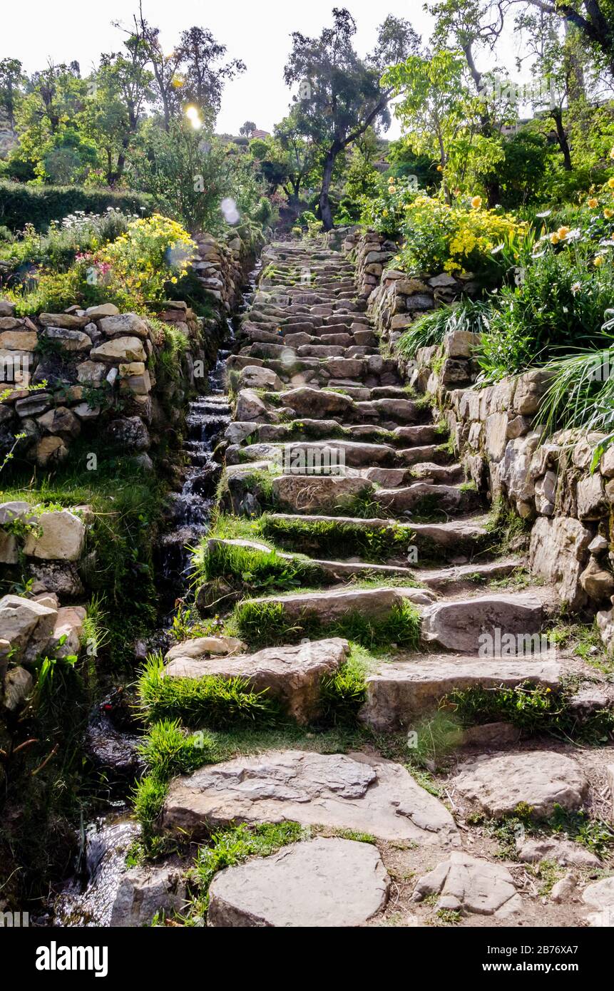 300 steps stair made of stone by ancient communities Stock Photo - Alamy