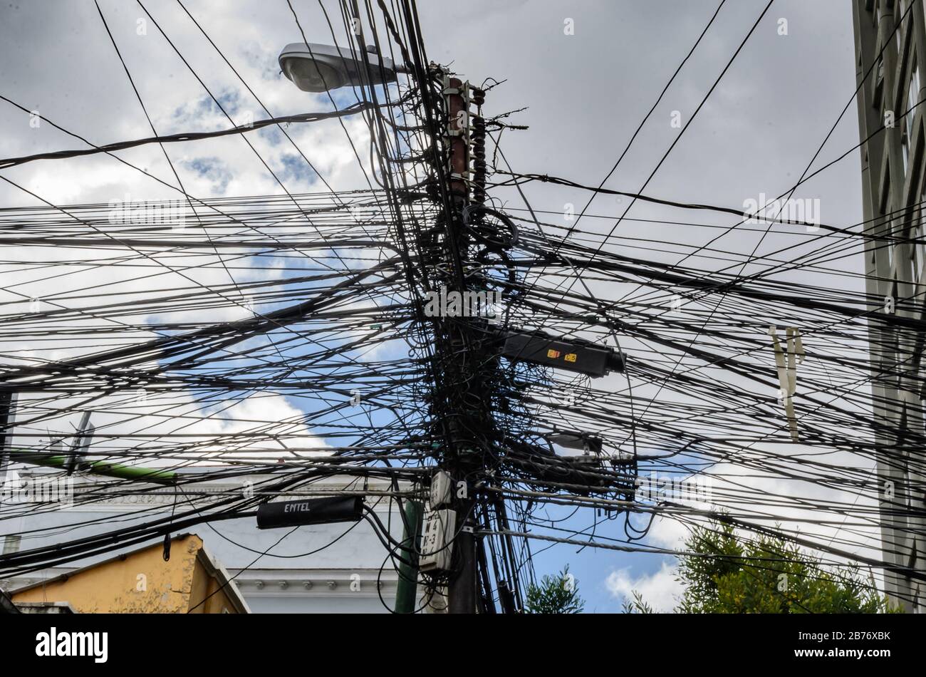 Bunch of electricity cables Stock Photo - Alamy