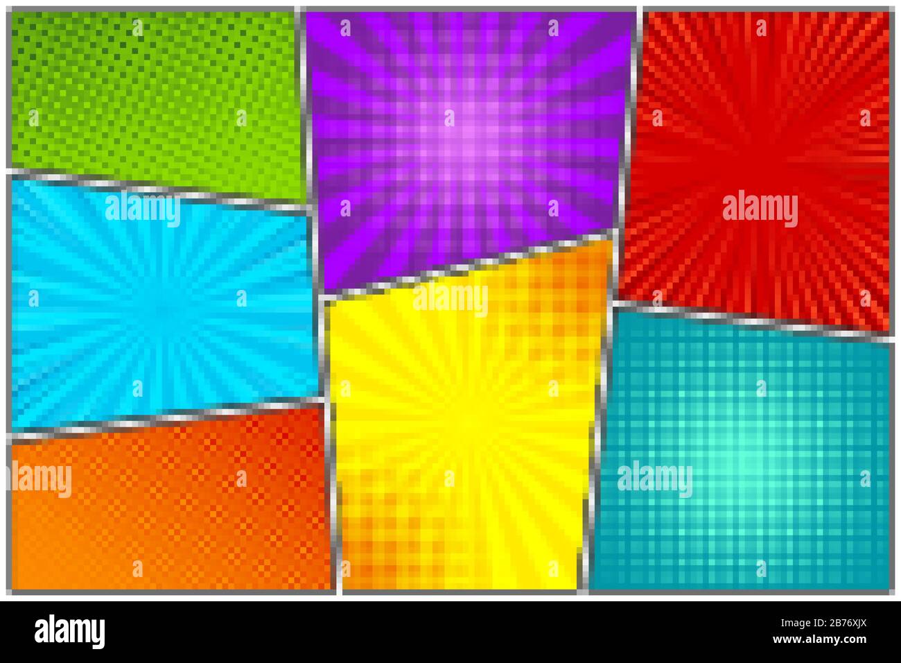 Cartoon comic backgrounds set. Comics book colorful poster with ...