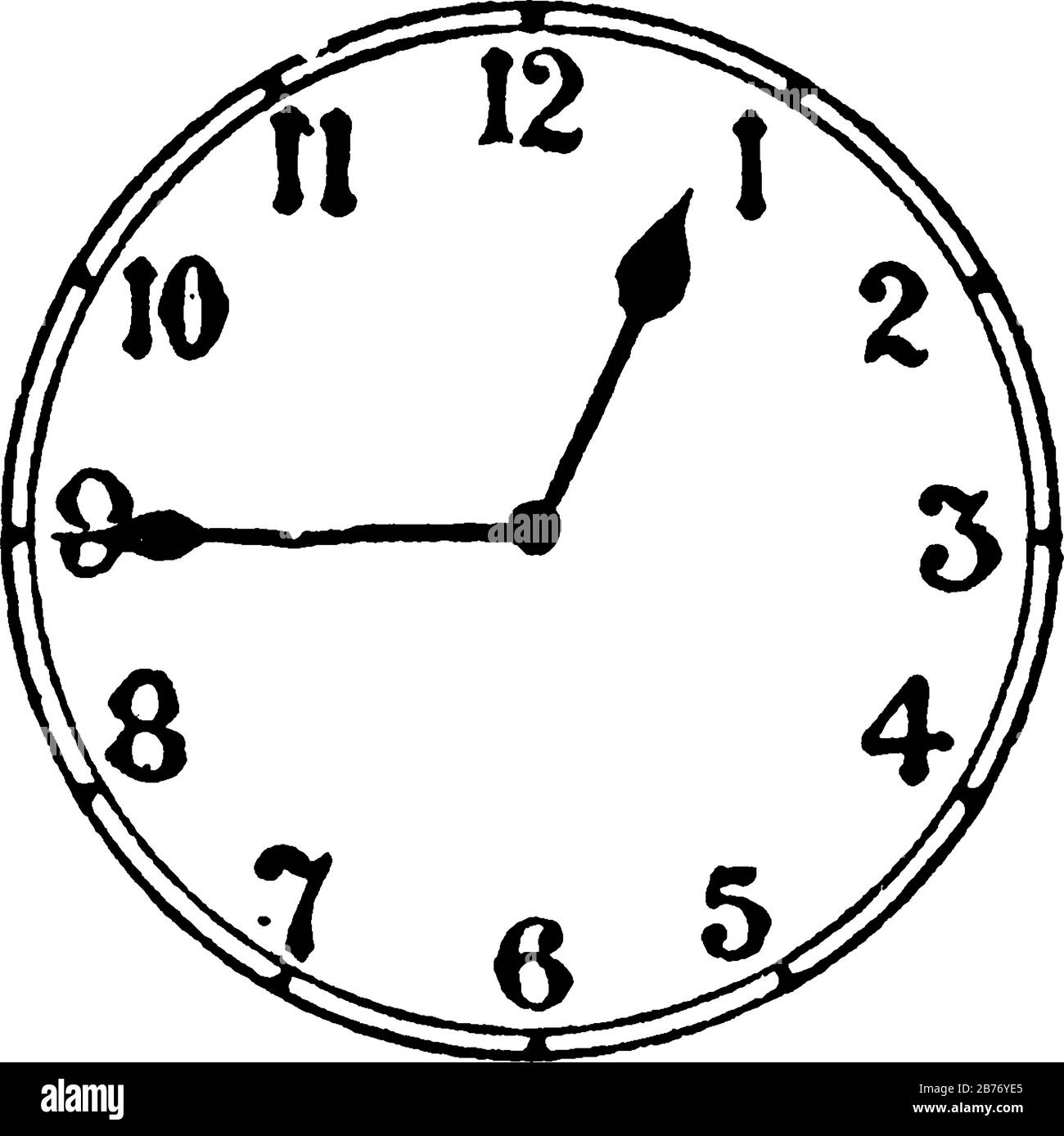 A typical representation of a round-shaped wall clock that displays it ...