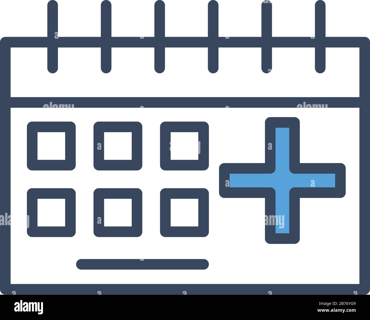 calendar with medical cross symbol half line and color style Stock ...