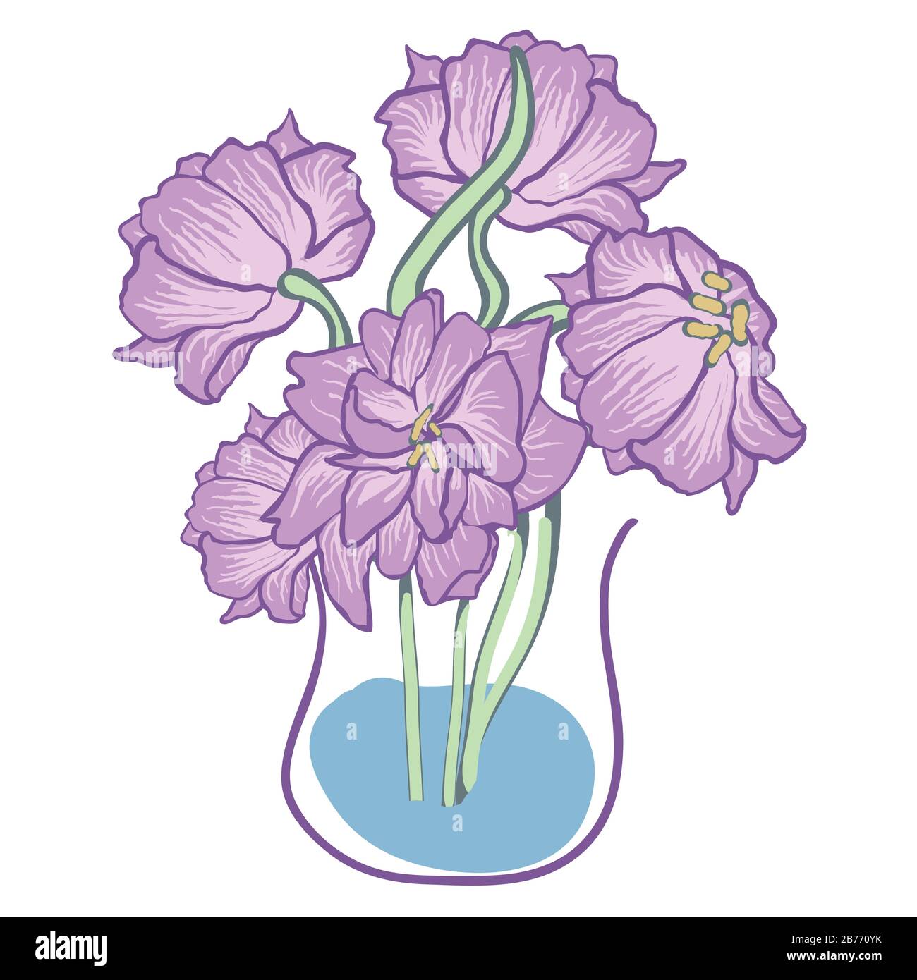 Tulips leaf in vase Stock Vector Images - Alamy