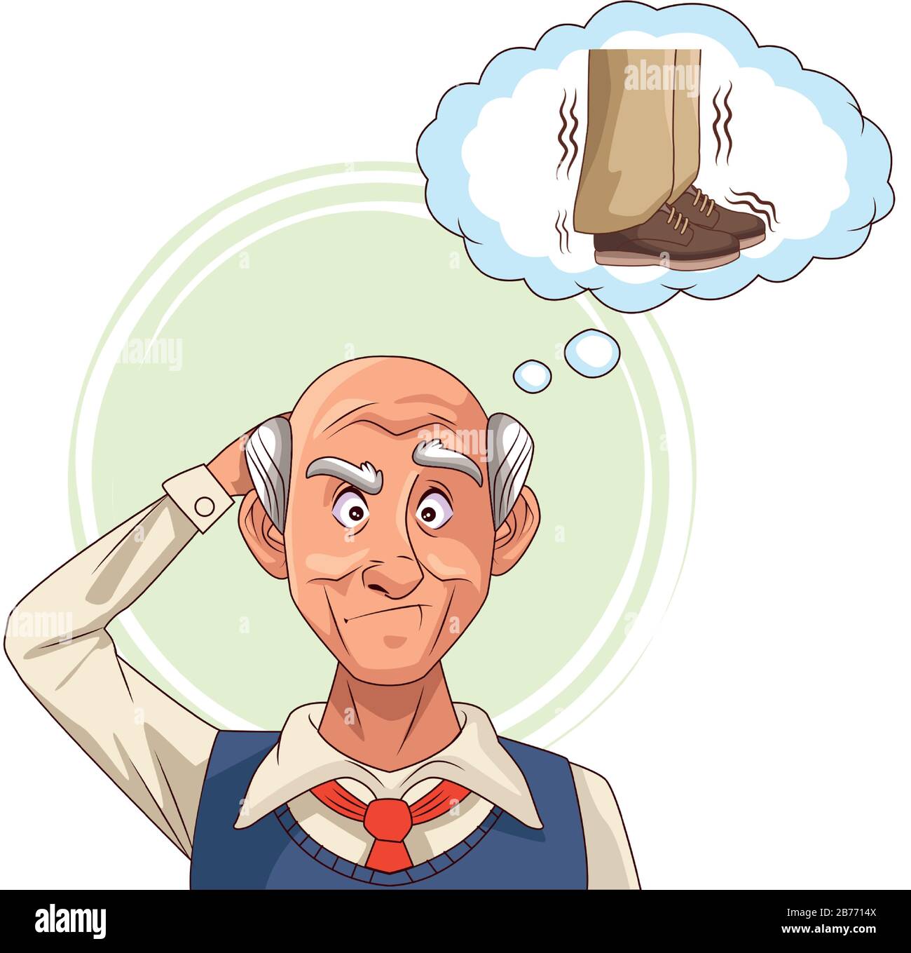 old man patient of alzheimer disease with thinking shoes Stock Vector ...