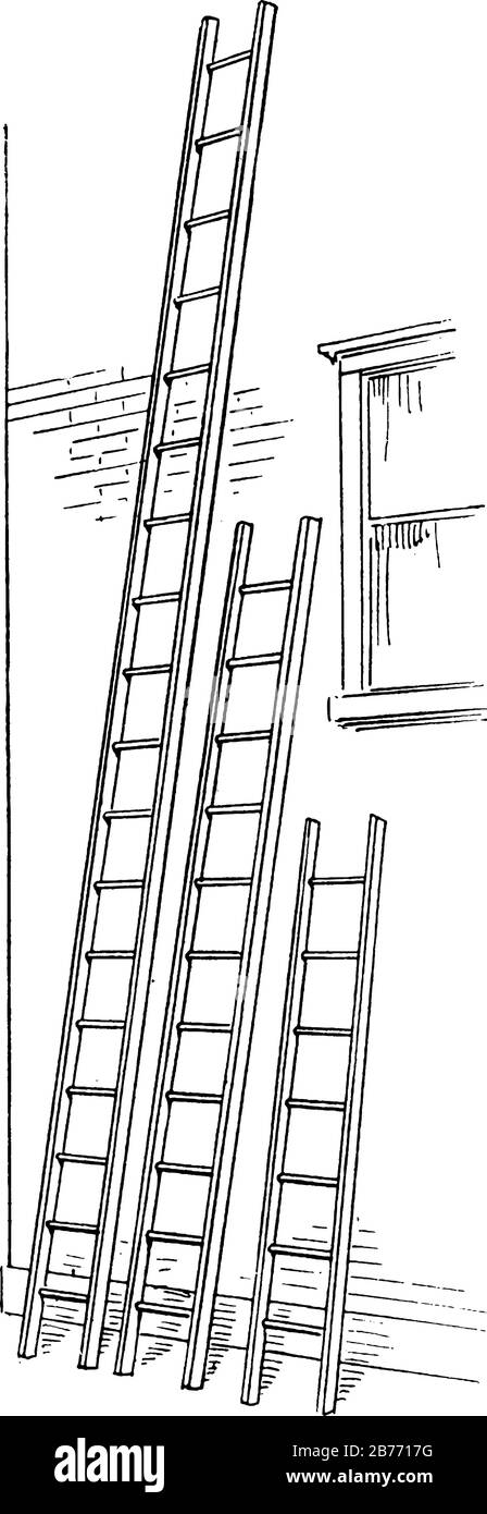 iit is an image of 3 ladders leaning against the side of a wall to form ...