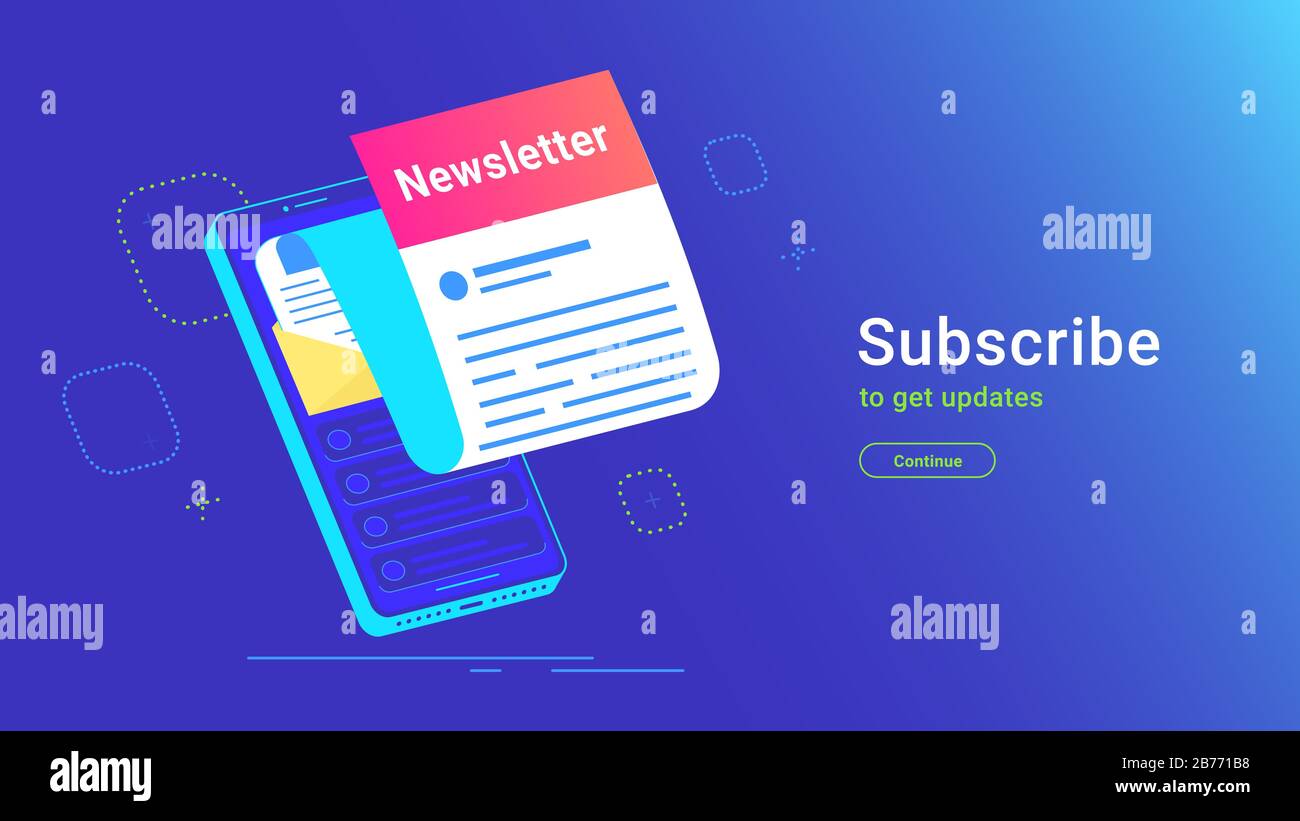 Newsletter subcription online in mobile app. Vector gradient ...