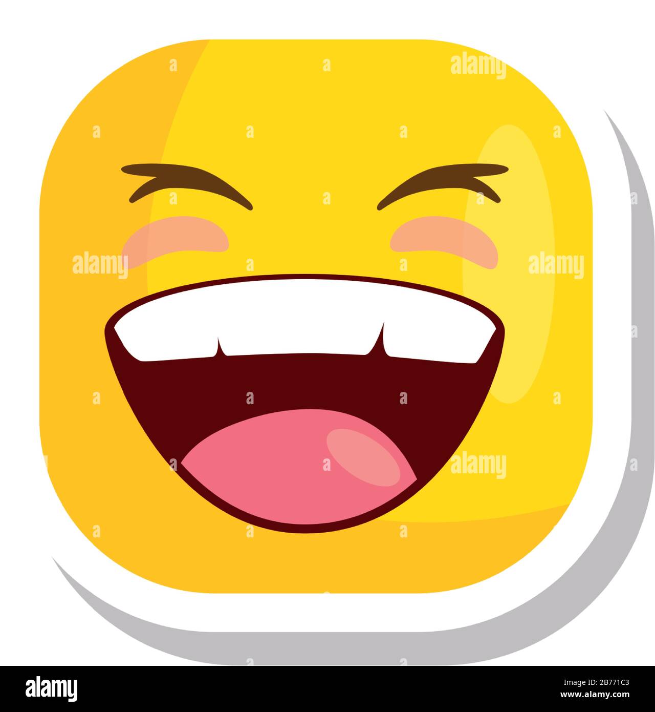 funny square emoticon smiling isolated icon Stock Vector Image & Art ...