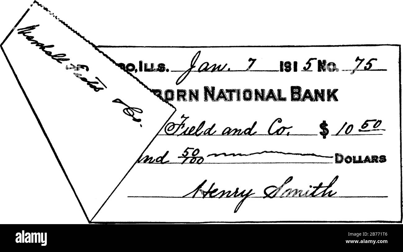 The picture depicts a check for $10.50 that has been indorsed/signed ...