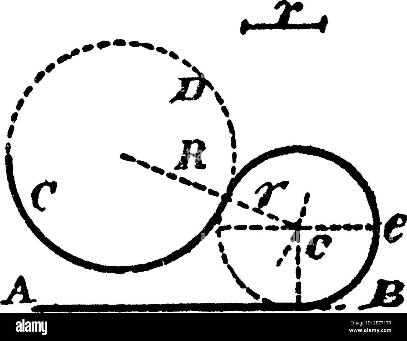 An illustration showing how to construct a circle tangent to a given ...