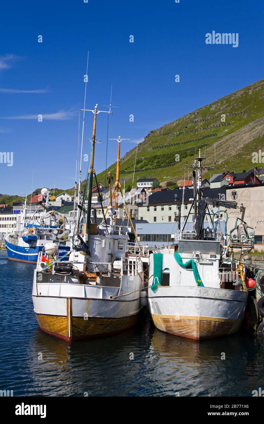 Honningsvag Port, Mageroya Island, Finnmark Region, Arctic Ocean ...