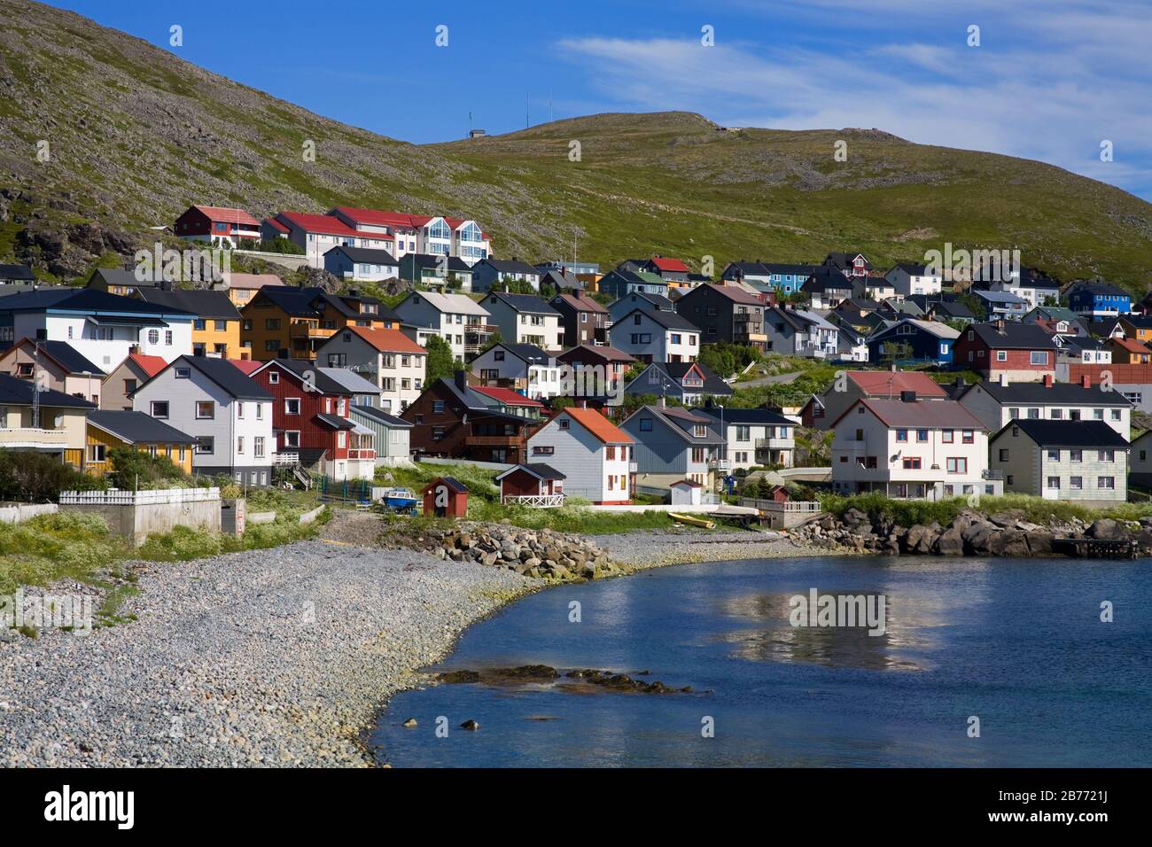 Houses in Honningsvag Port, Mageroya Island, Finnmark Region, Arctic ...