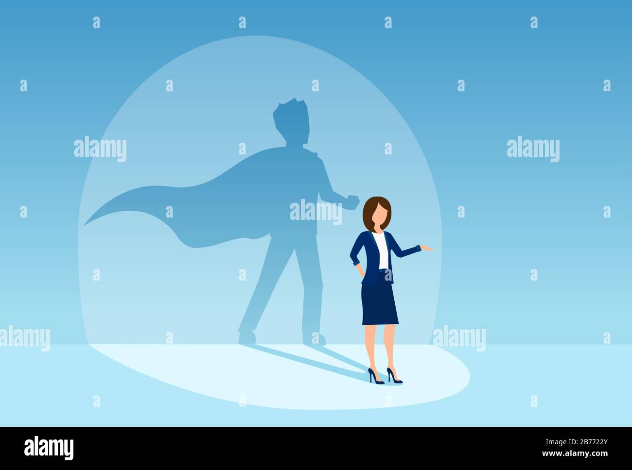 Vector of a confident business woman with a super businessman shadow ...