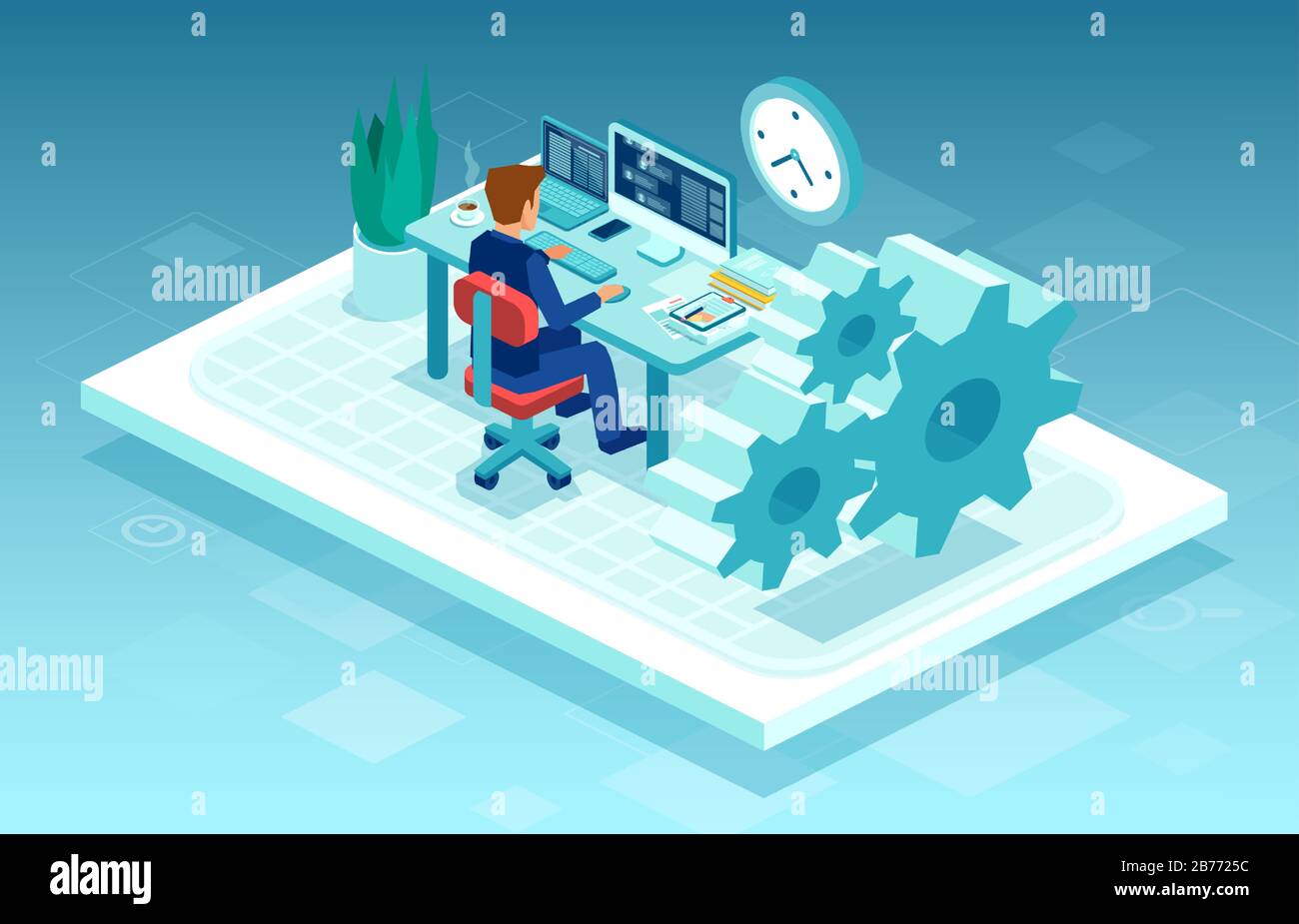 Man working online data Stock Vector Images - Alamy