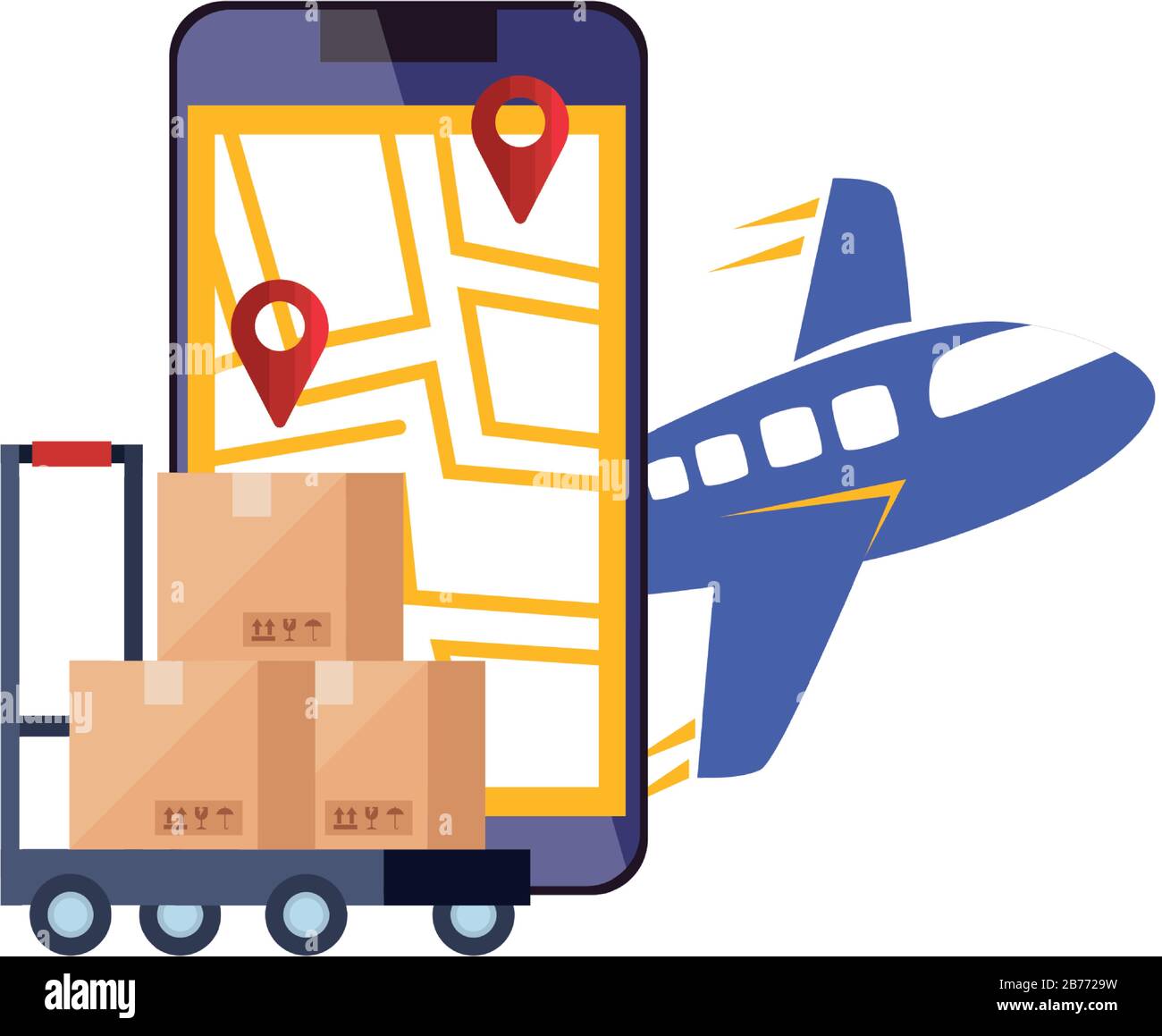 smartphone with app logistic service and icons Stock Vector Image & Art ...
