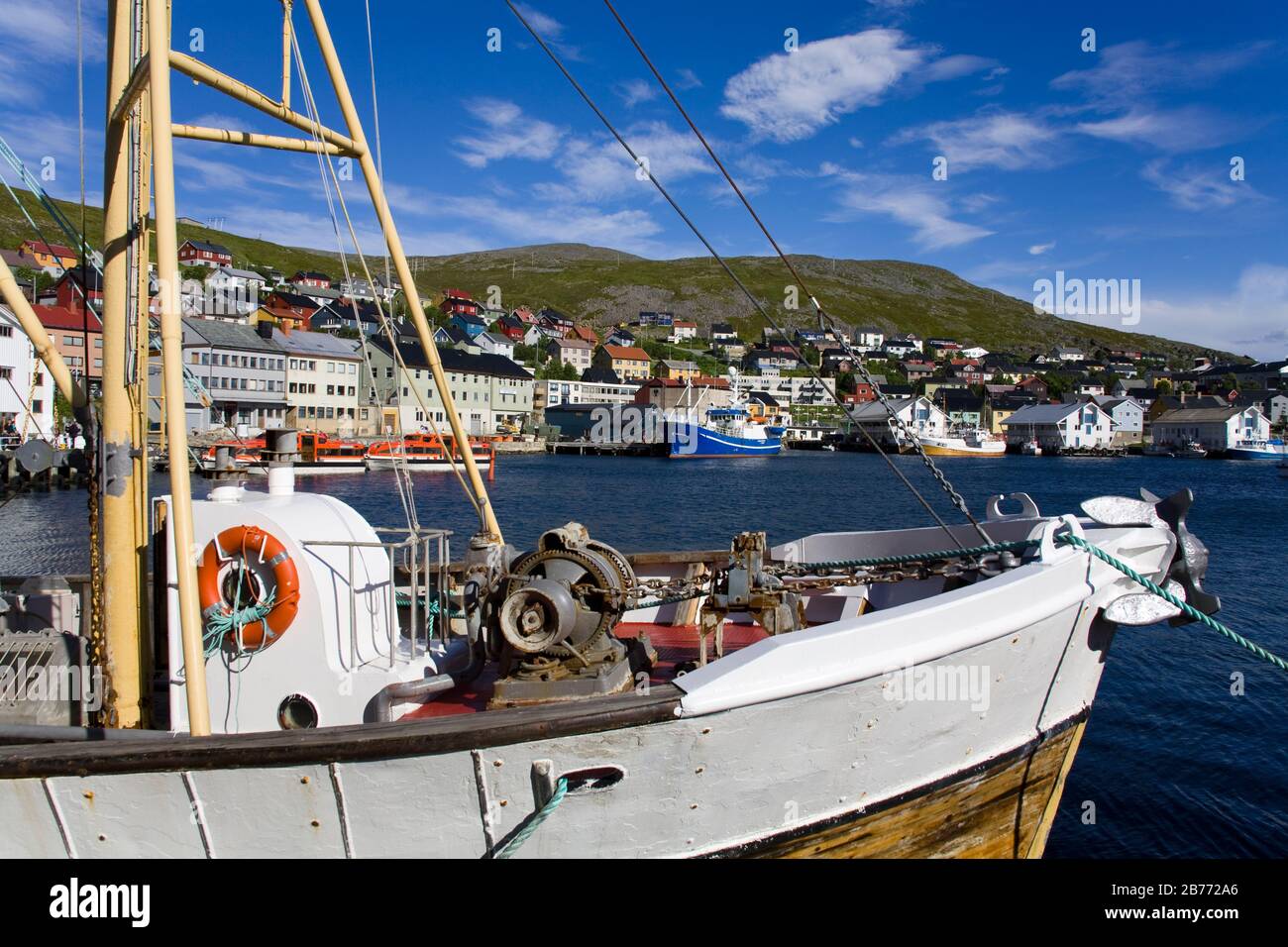 Fishing Boats, Honningsvag Port, Mageroya Island, Finnmark Region ...