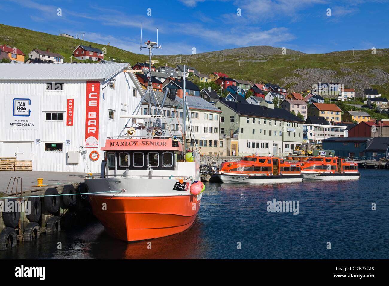 Fishing Boats, Honningsvag Port, Mageroya Island, Finnmark Region ...